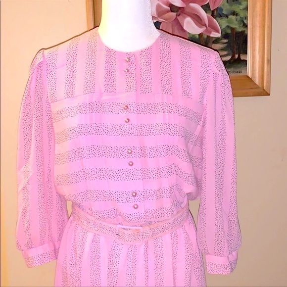 Vintage | Dresses | Vintage Sm 7s Pink Wiggle Dress Belted Midi Pbj Vtg ...
